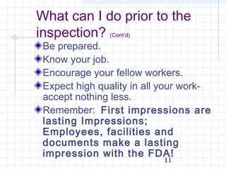 Team Building For An FDA Inspection - The Employee Review | PPT