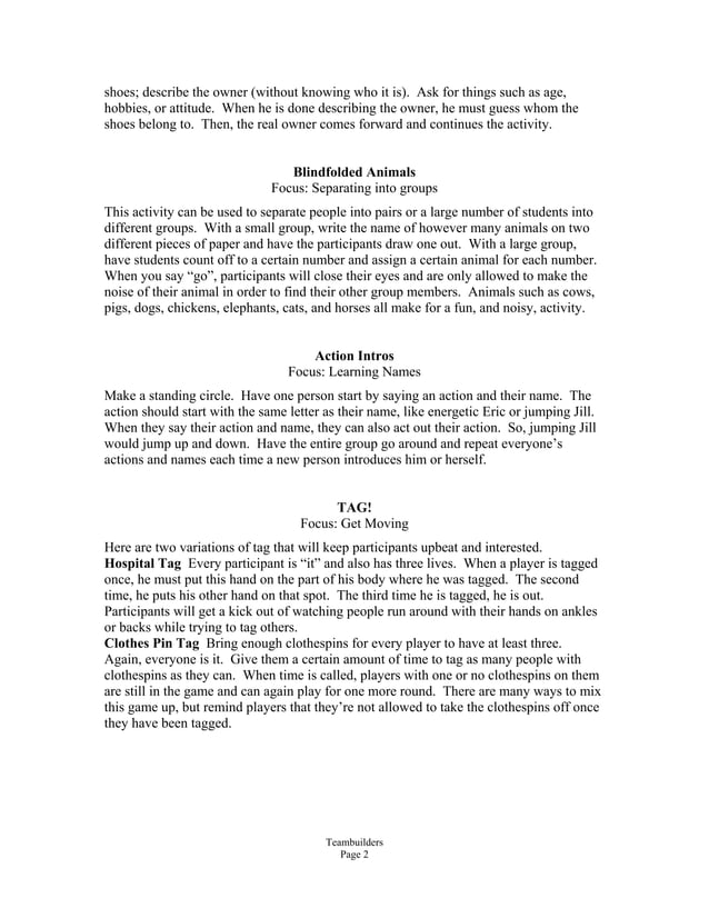 Team Building Games Outbound Training | PDF | Drawing and Sketching ...