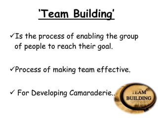 Team building ppt manisha (may & june, 2012) | PPTX