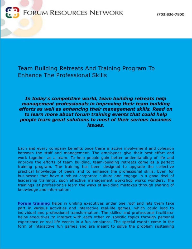 Team Building Retreats And Training Program To Enhance The Professional ...