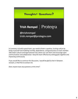 Team Building Tips - Lightning Talk at SDEC 2012 | PDF