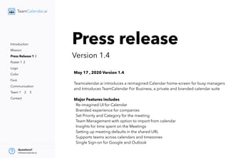Teamcalendar.AI presskit 1.0 | PDF | Business | Business and Finance