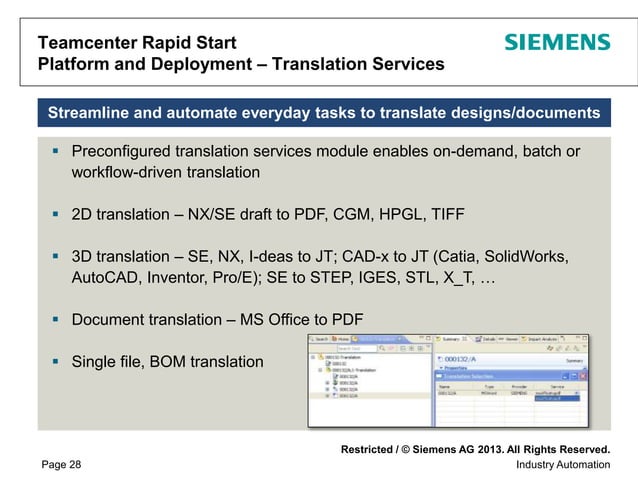 Teamcenter rapid start capabilities and licensing tech transfer | PPT