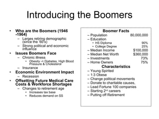 Baby Boomers the Health Care Challenge | PPT