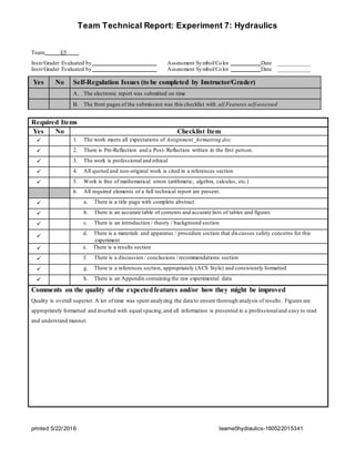 Hydraulics Team Full-Technical Lab Report | DOCX