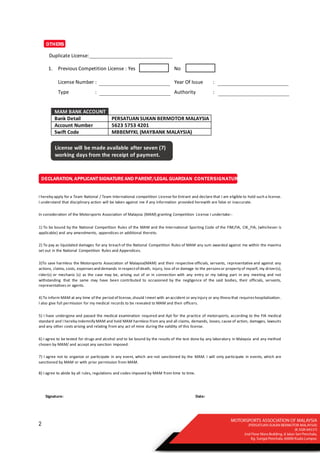 MAM Team Entrant Application Form 2025 racing | PDF