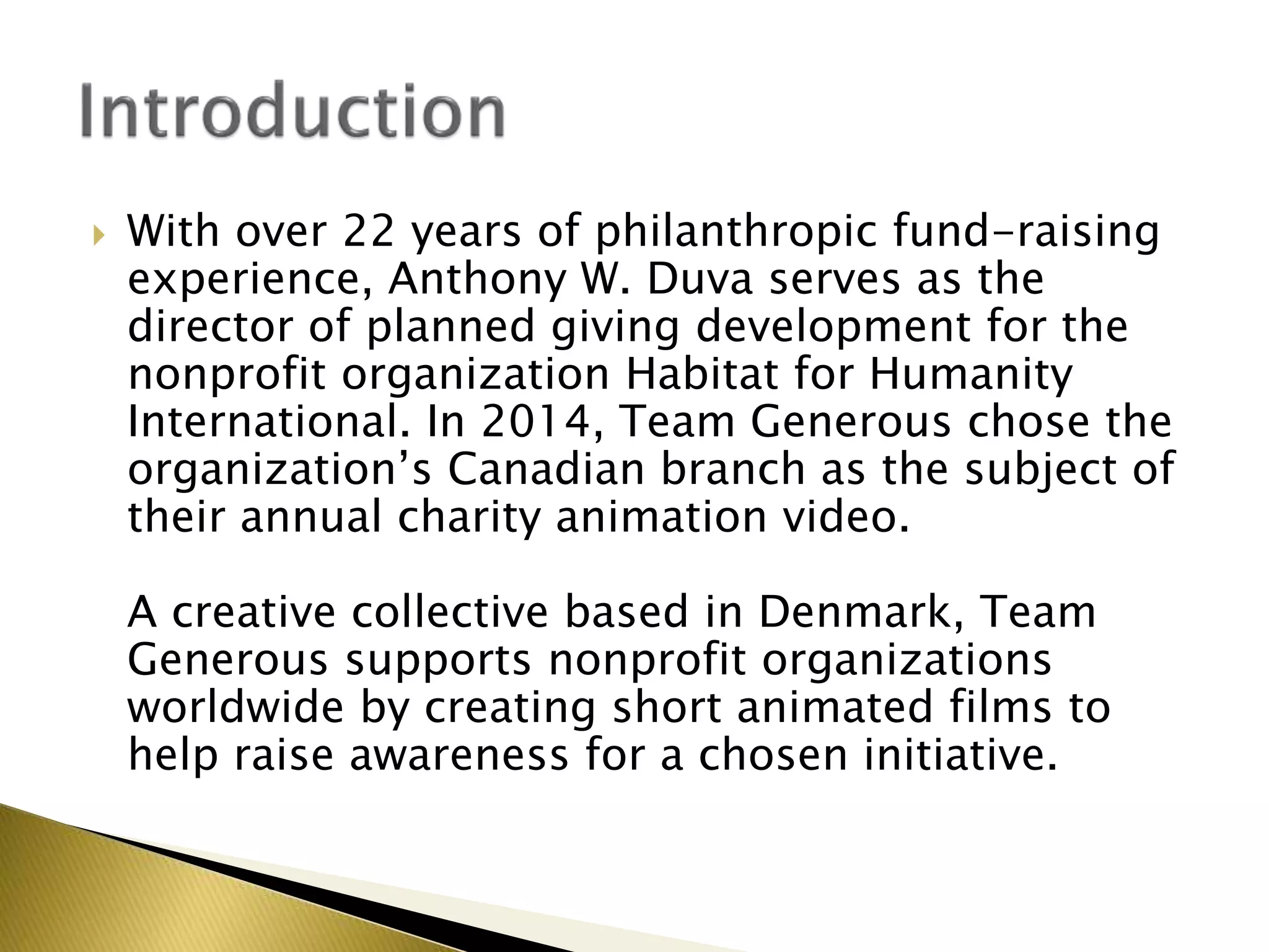 Team Generous 2014 Animated Short Features Habitat for Humanity | PPT
