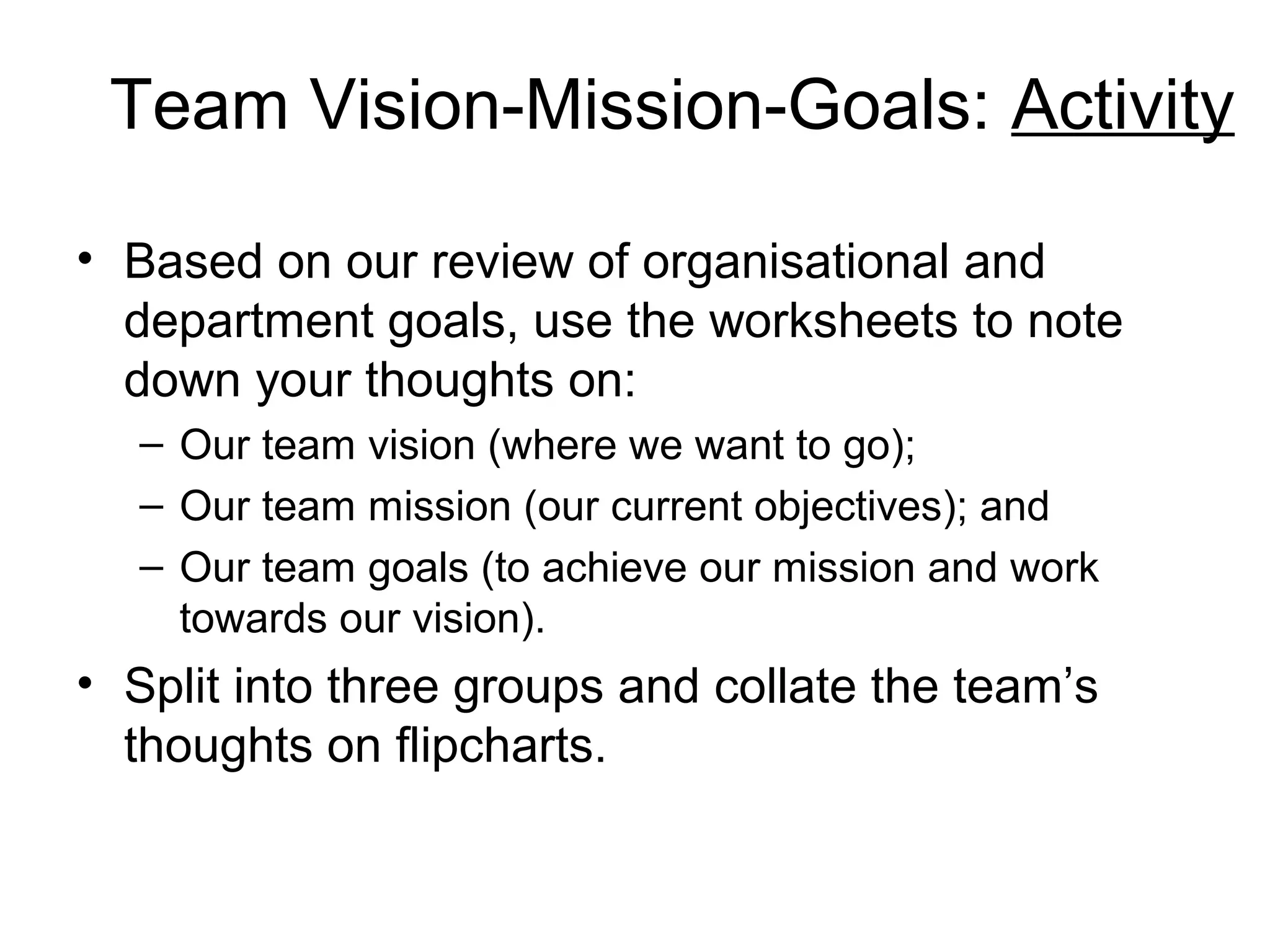 Team Goal Setting Workshop | PPT