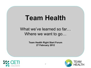 Team Health Program Overview | PDF