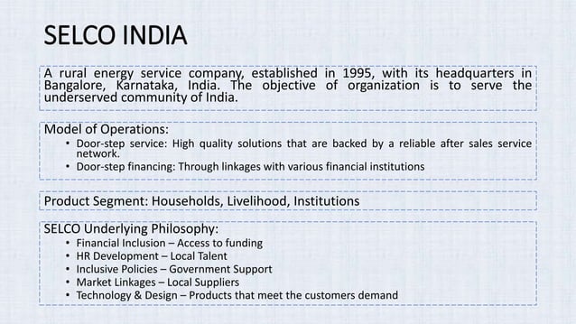 Business Expansion Strategy for â€˜SELCO INDIAâ€™ | PPTX | Business ...