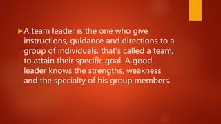 Team Leader and Skills | PPTX