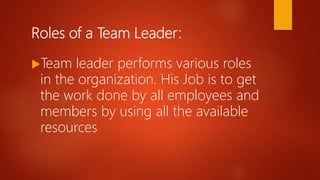 Team Leader and Skills | PPTX