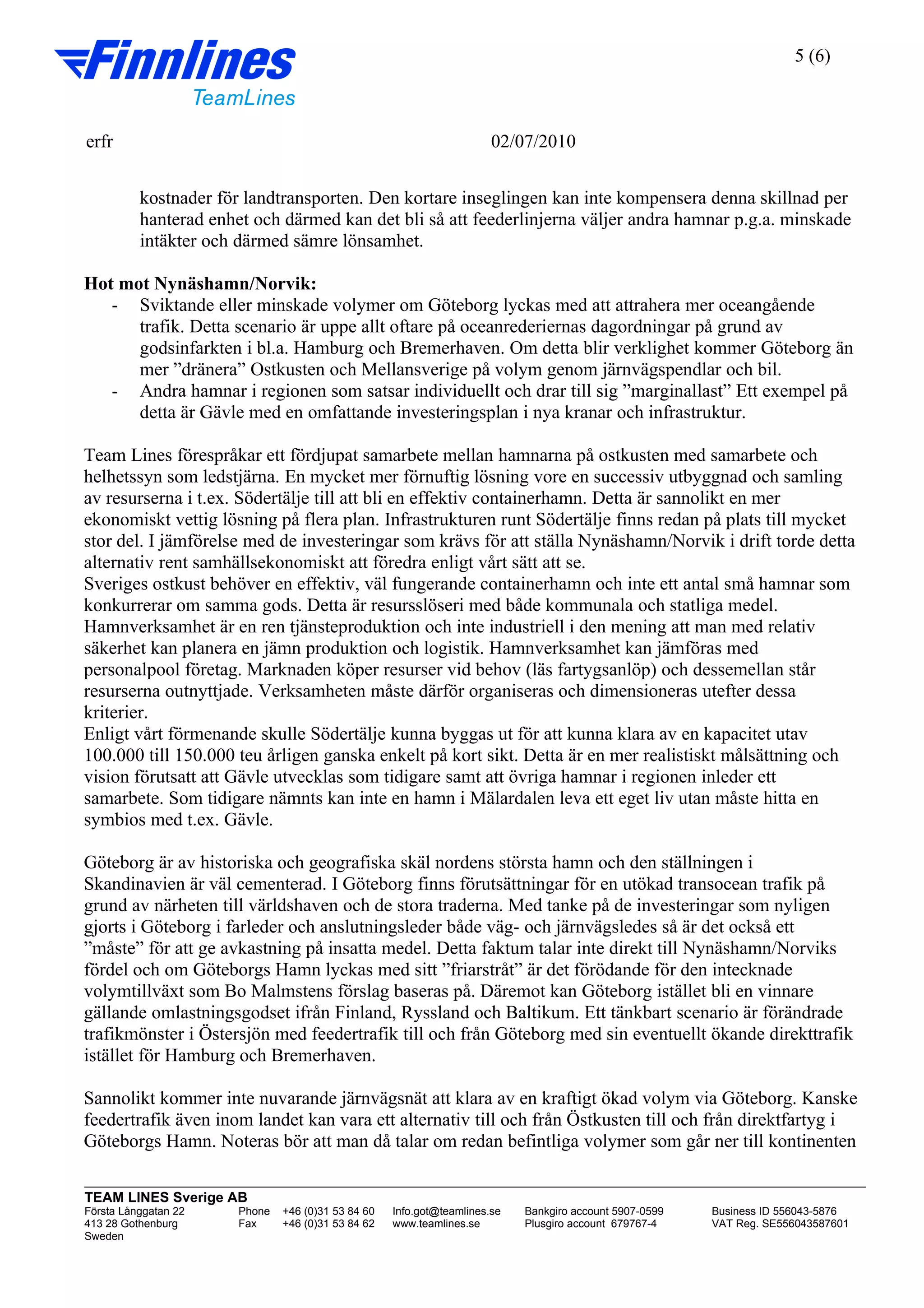 Teamline remissvar att hamna rätt | DOC | Rail Travel | Travel Type