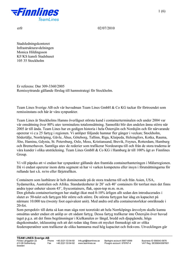 Teamline remissvar att hamna rätt | DOC | Rail Travel | Travel Type