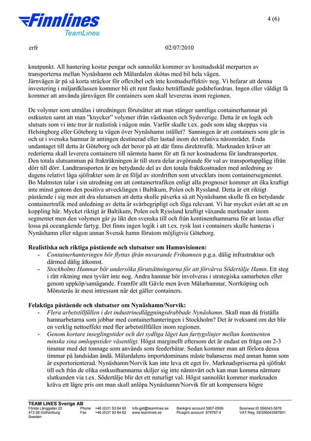 Teamline remissvar att hamna rätt | DOC | Rail Travel | Travel Type