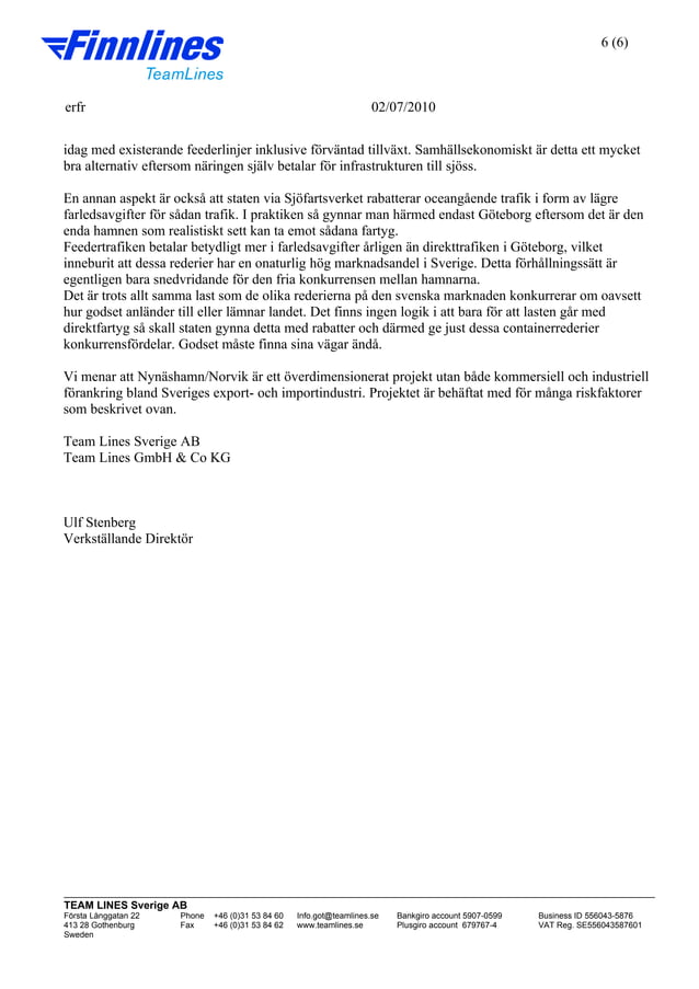 Teamline remissvar att hamna rätt | DOC | Rail Travel | Travel Type