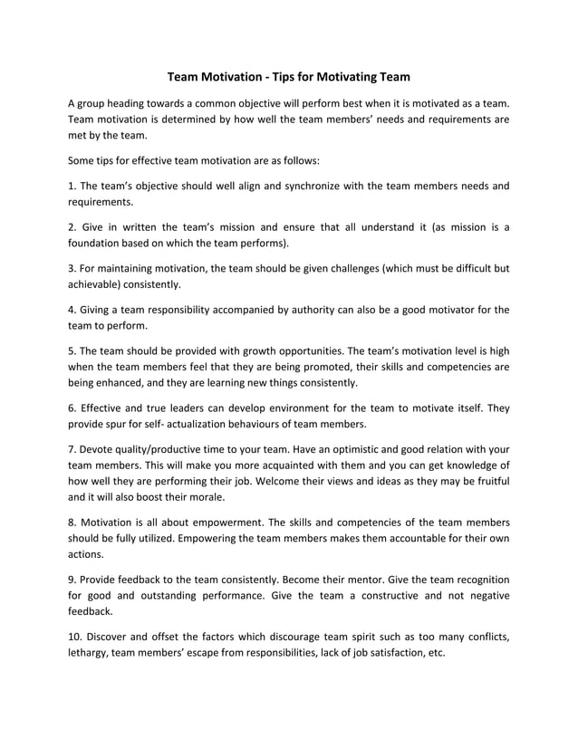 Team motivation | PDF