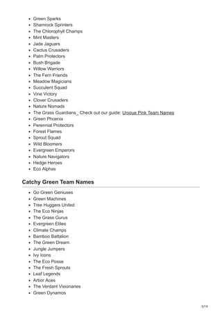 teamnameskingdom.com-550 Inspiring Green Team Names for every green ...