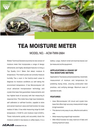 Tea Moisture Meter by ACMAS Technologies Pvt Ltd. | PDF