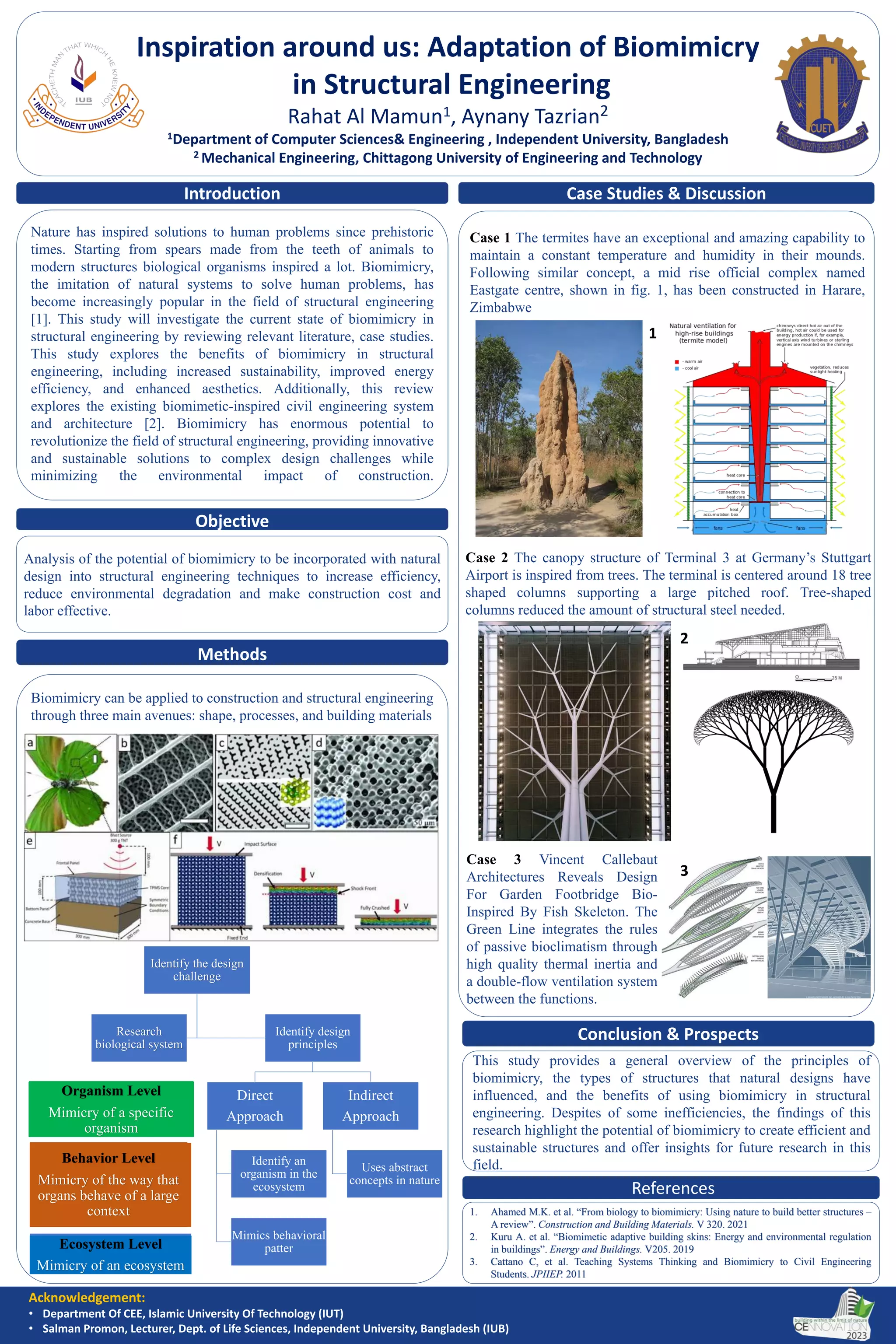 Adaptation of Biomimicry in Structural Engineering | IUT Ceenovation | PPTX