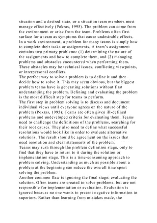 Team problem solving is studied using three different approaches .docx