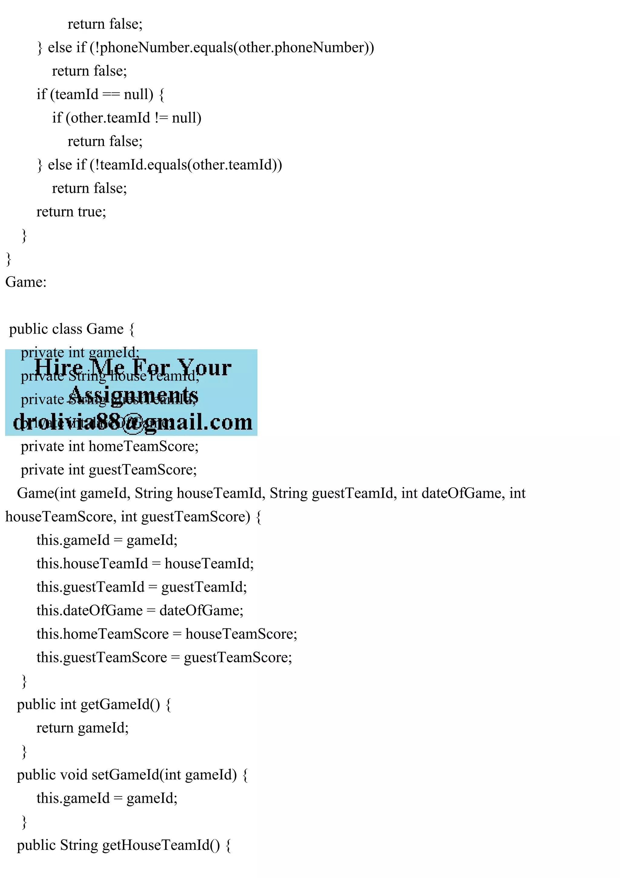 Team public class Team { private String teamId; priva.pdf