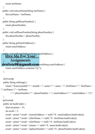 Team public class Team { private String teamId; priva.pdf