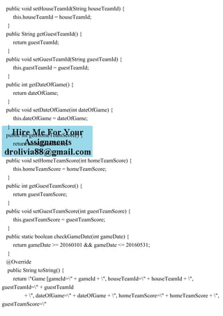 Team public class Team { private String teamId; priva.pdf