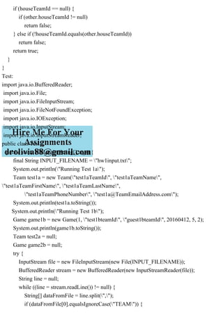 Team public class Team { private String teamId; priva.pdf