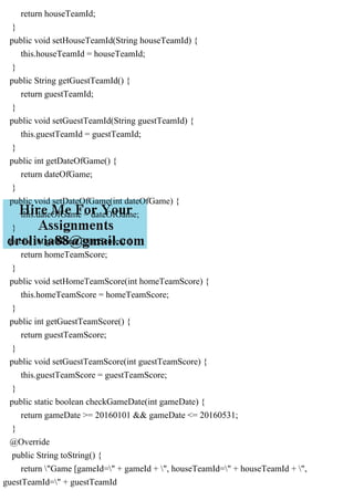 Team public class Team { private String teamId; priva.pdf