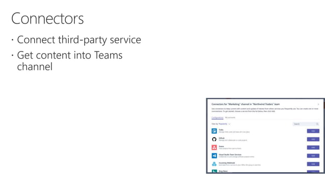 MSNetWork 7 - Microsoft Teams Extensibility - bots, connectors, tabs | PPT