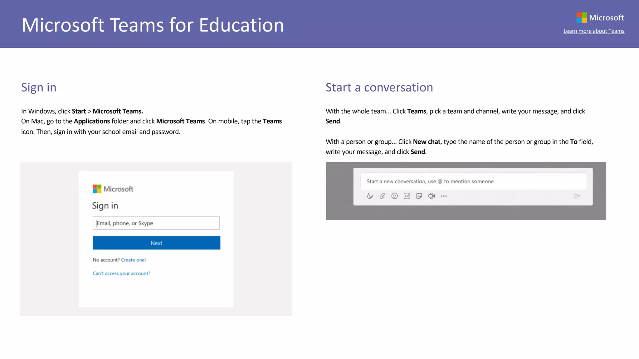 Microsoft Teams for Education Quick Start Guide | PDF