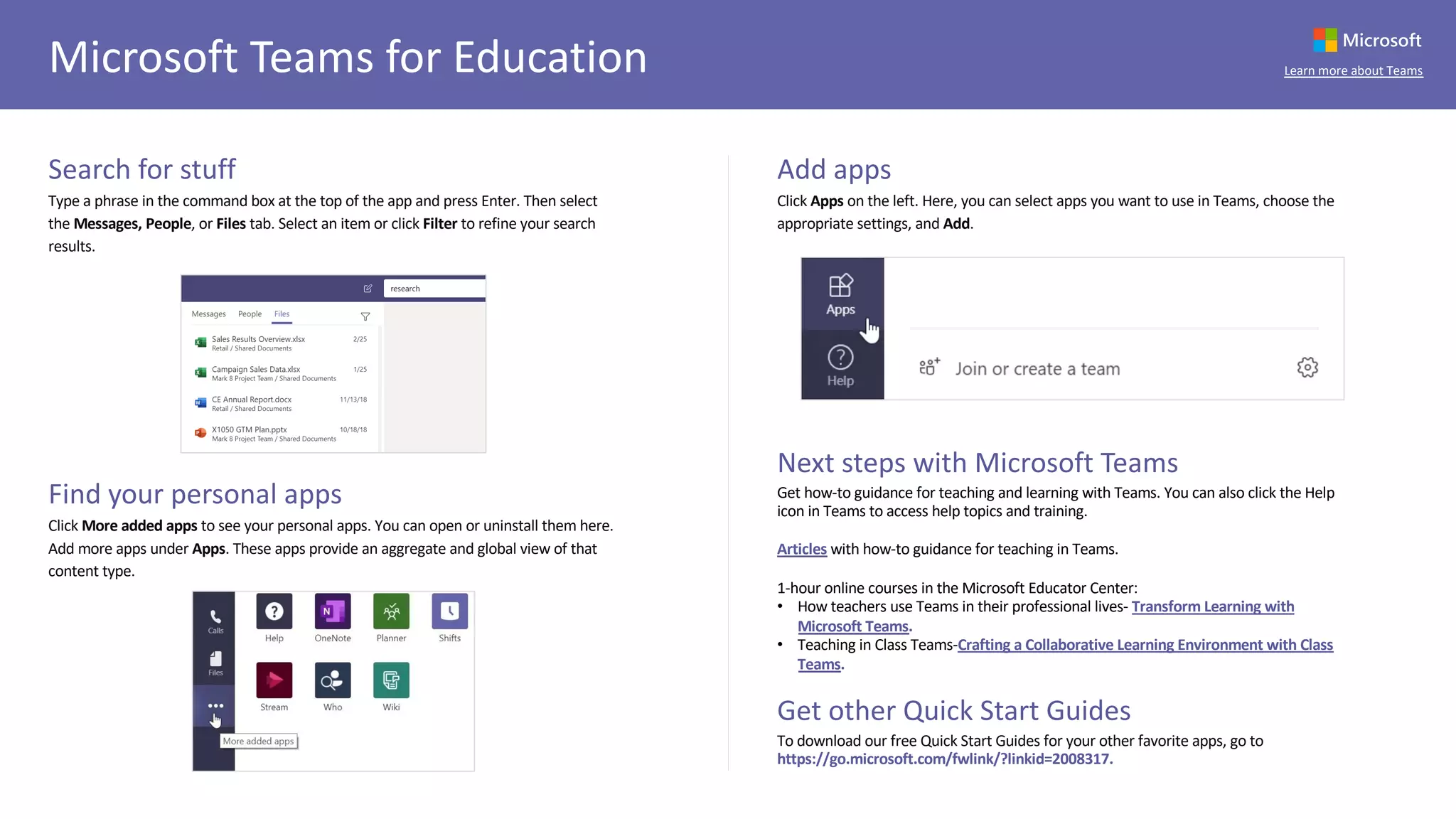 Microsoft Teams for Education Quick Start Guide | PDF