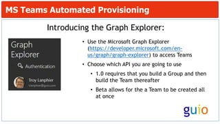 Teams Provisioning with Power Automate and the Microsoft Graph | PPT