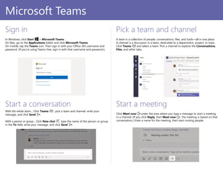 Microsoft Teams Quick Start Guide | PDF
