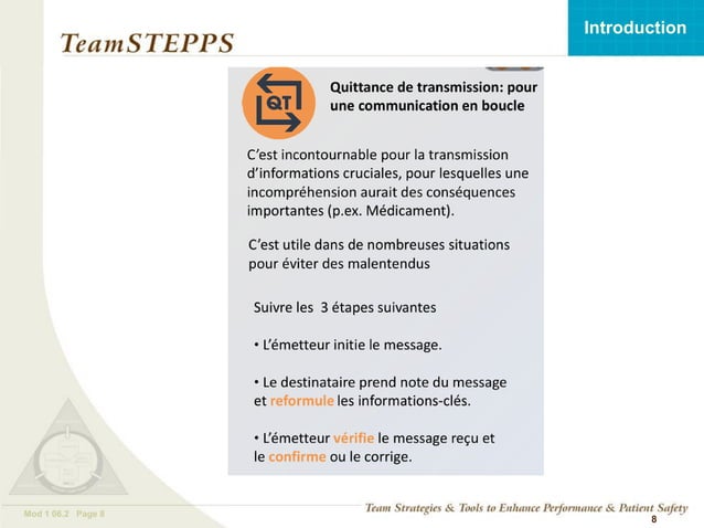 TeamSTEPPS pour transmission médicale entre soignants | PDF