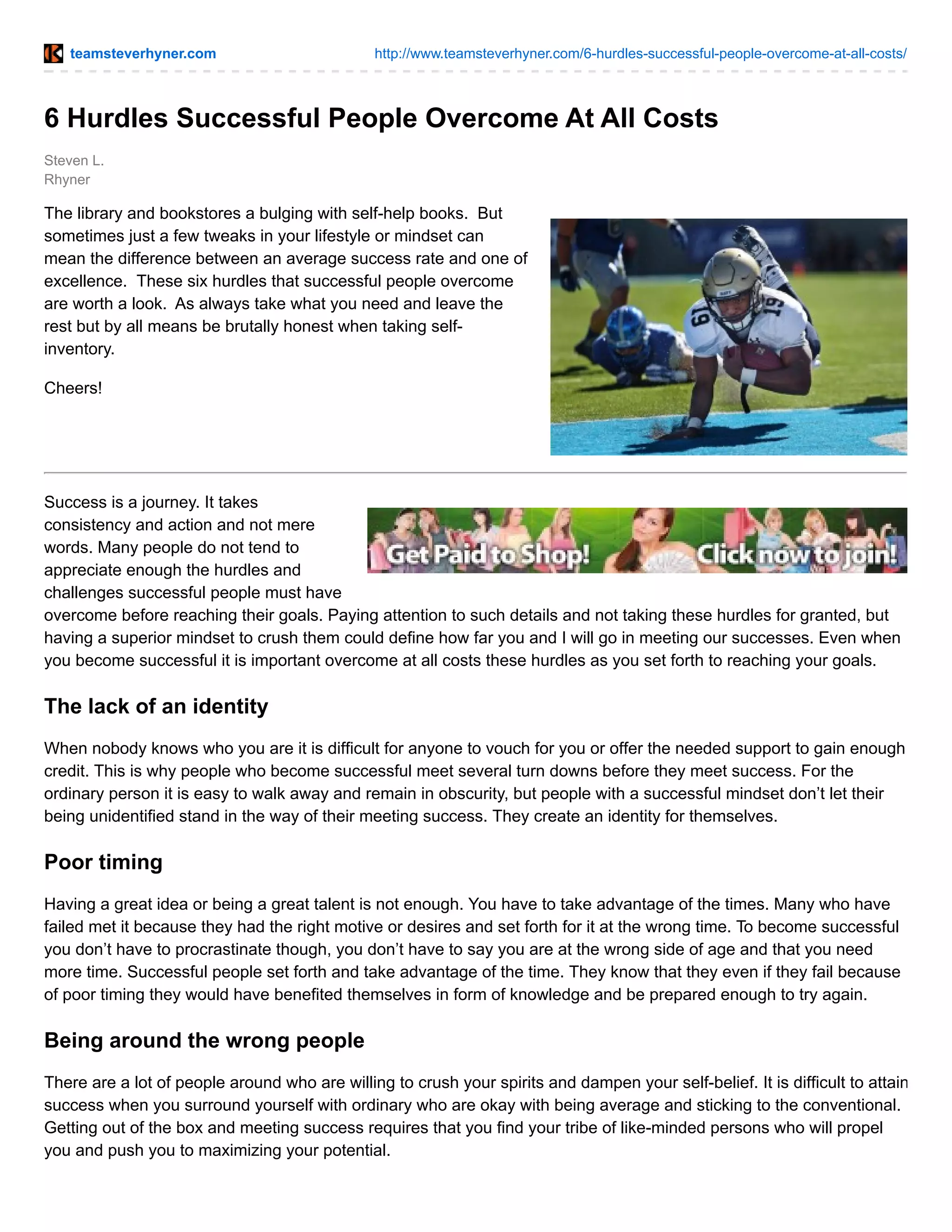 6 HURDLES SUCCESSFUL PEOPLE OVERCOME AT ALL COSTS | PDF