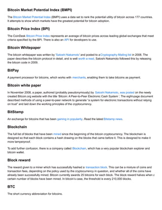 BITCOIN GLOSSARY | PDF