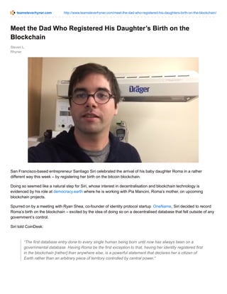 MEET THE DAD WHO REGISTERED HIS DAUGHTER’S BIRTH ON THE BLOCKCHAIN ...