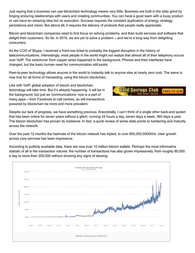 BITCOIN’S BIG CHALLENGE IN 2016: REACHING 100 MILLION USERS | PDF