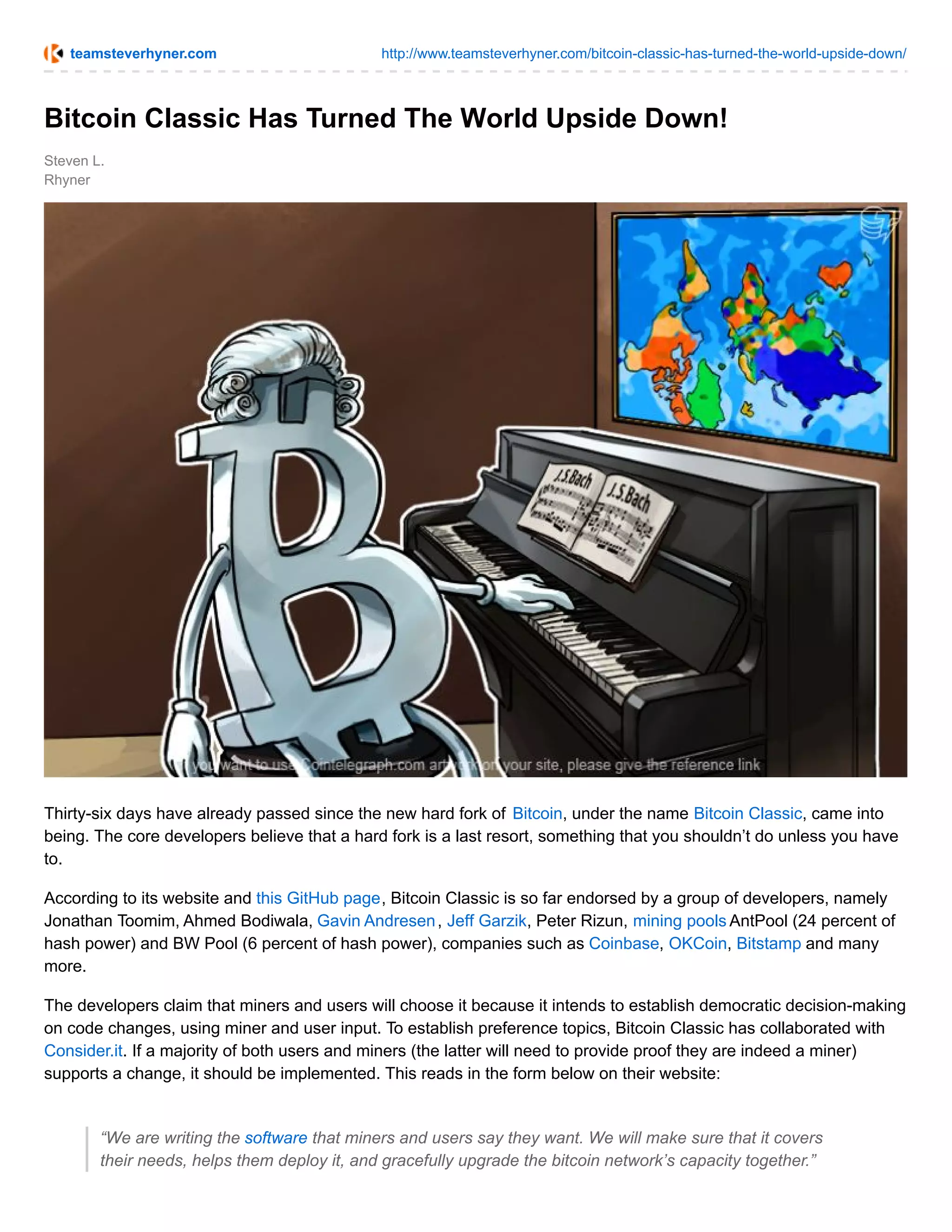 BITCOIN CLASSIC HAS TURNED THE WORLD UPSIDE DOWN! | PDF