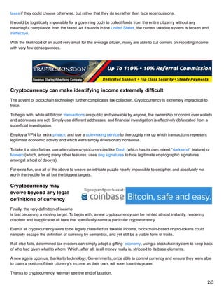 CRYPTOCURRENCY COULD END TAXATION | PDF | Currencies | Economy