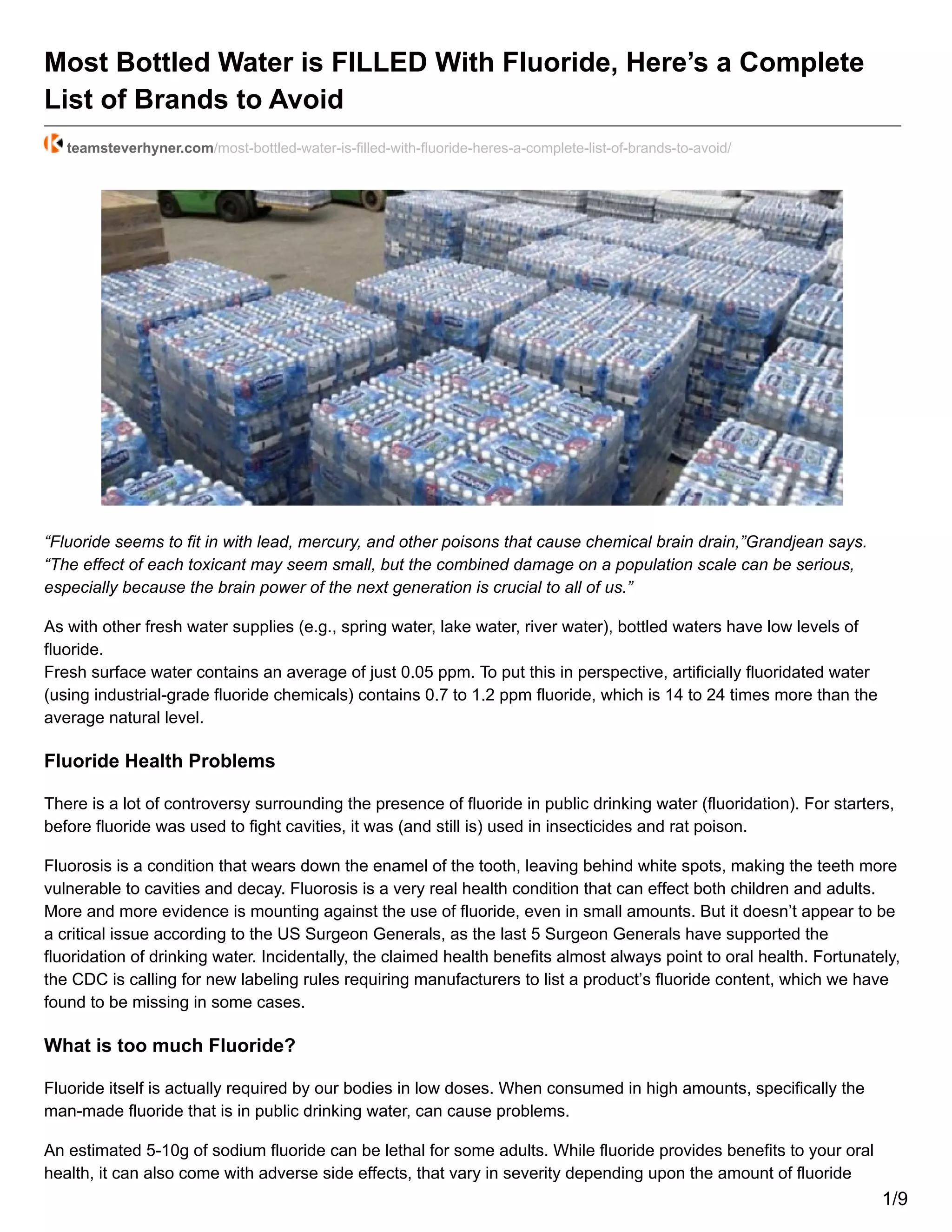 MOST BOTTLED WATER IS FILLED WITH FLUORIDE, HERE’S A COMPLETE LIST OF ...