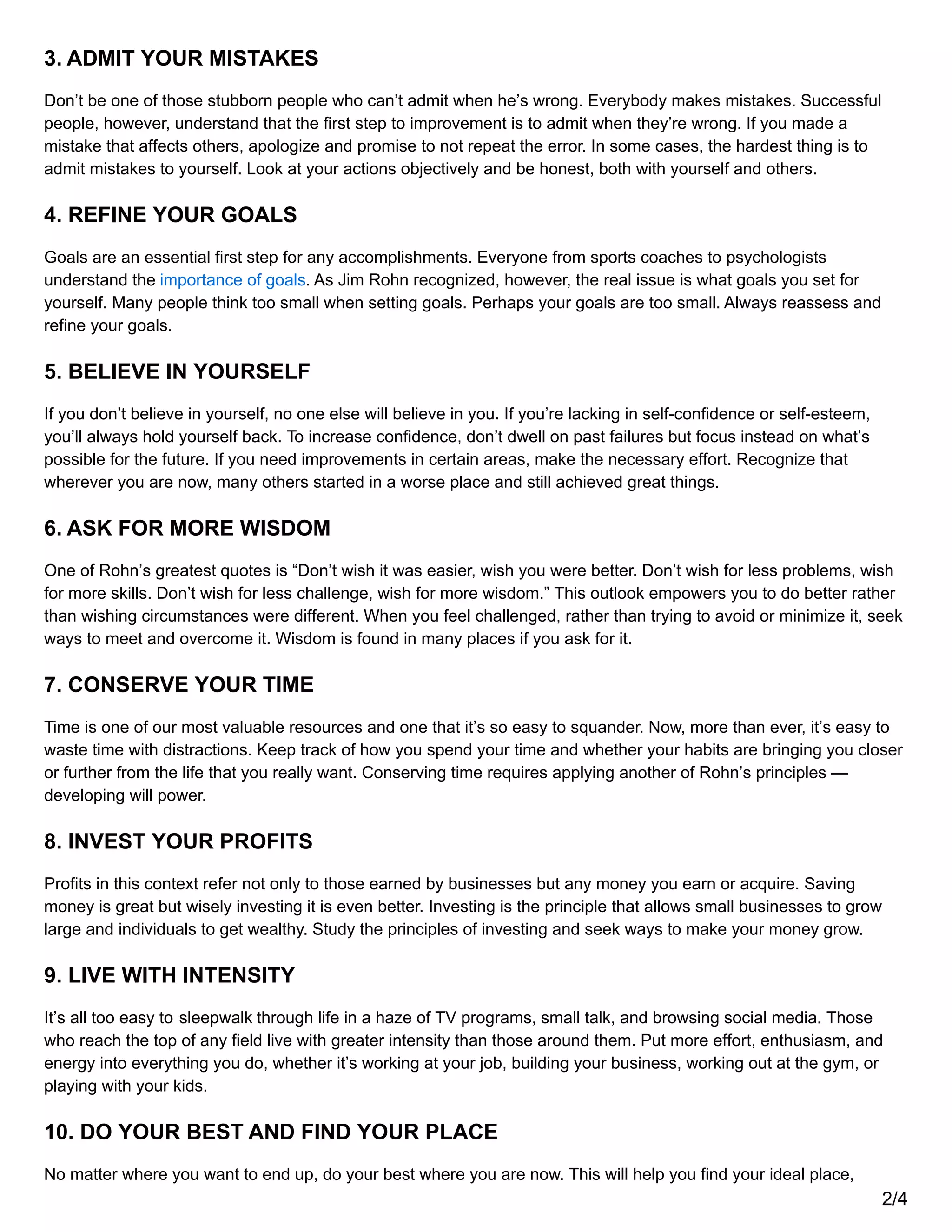 HOW TO APPLY JIM ROHN’S 13 WAYS TO IMPROVE YOUR LIFE | PDF