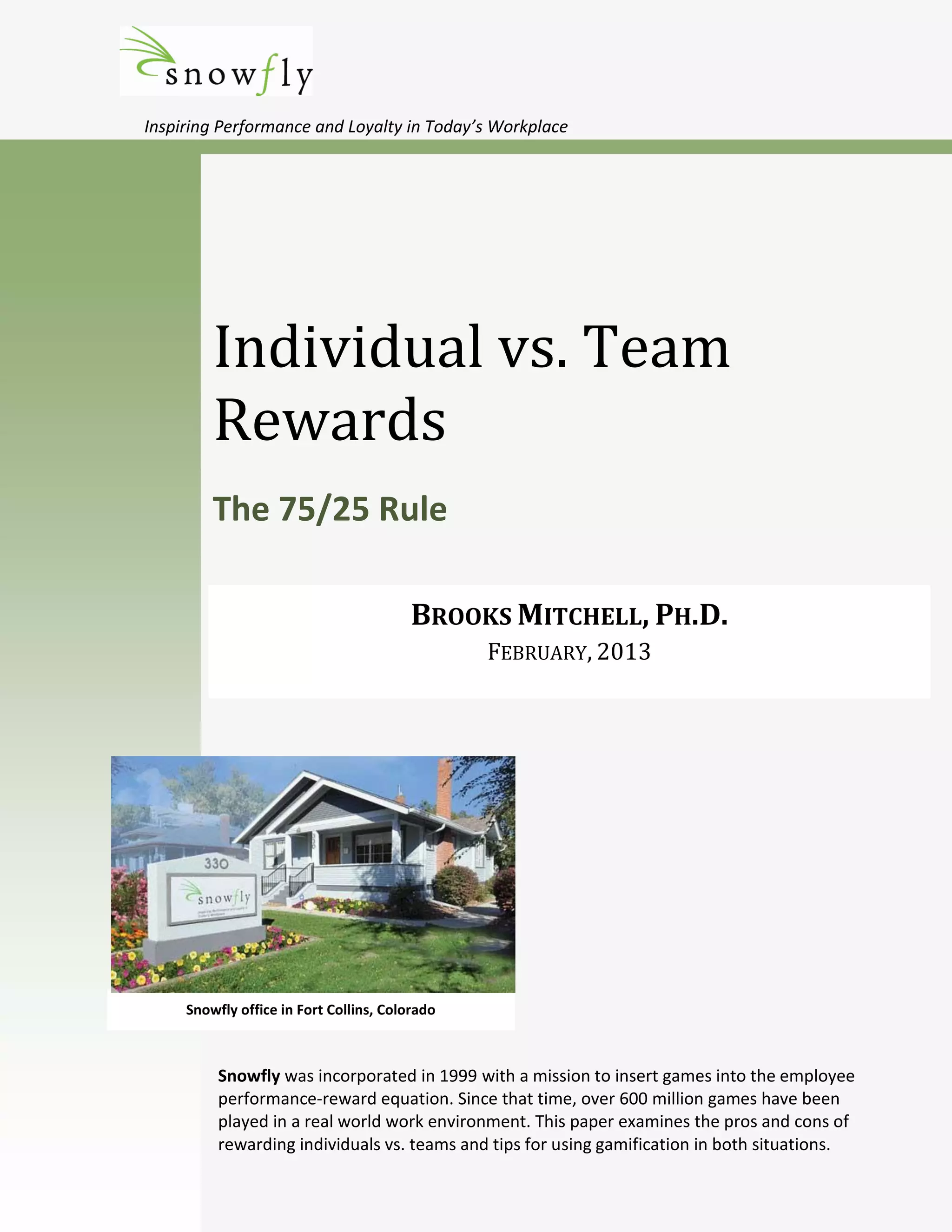 Teams vs. individual incentives | PDF