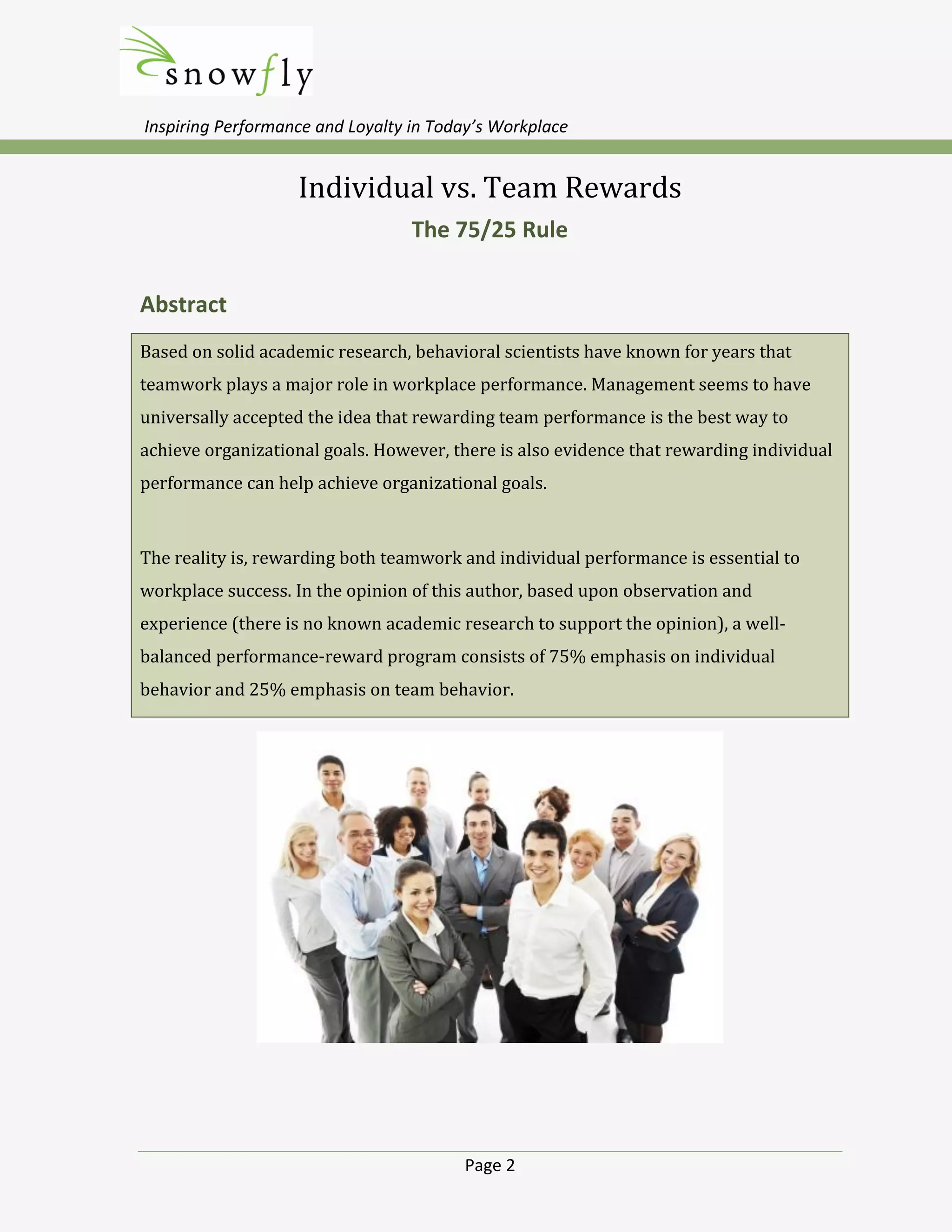 Teams vs. individual incentives | PDF