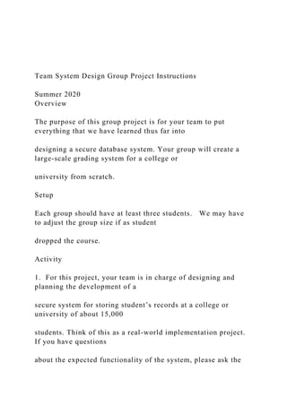 Team System Design Group Project Instructions Summer 2020 .docx