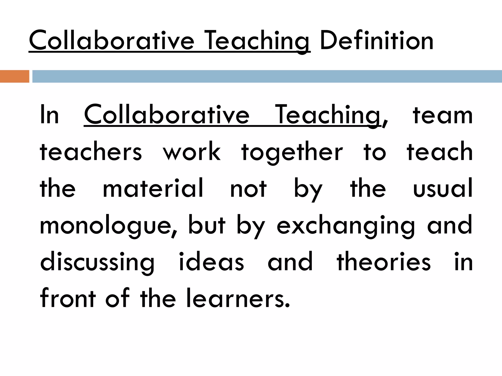 Team teaching. collaborative teaching | PPT