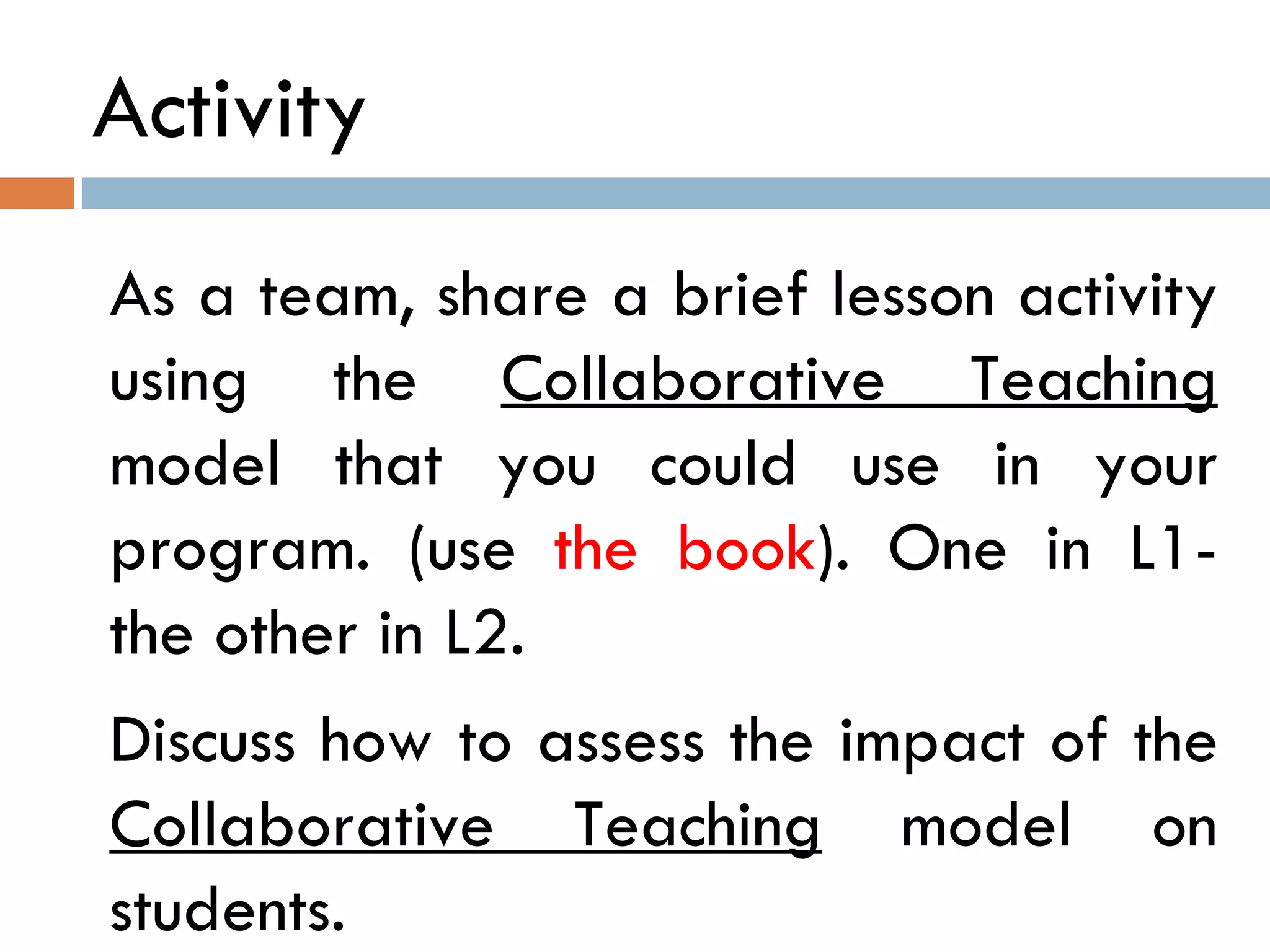 Team teaching. collaborative teaching | PPT