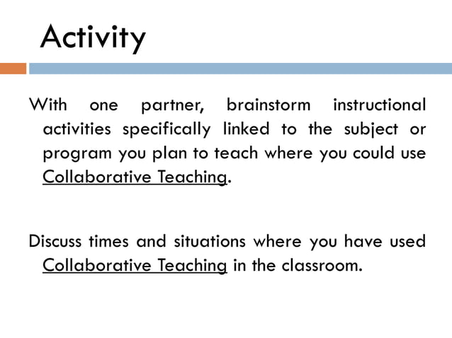 Team teaching. collaborative teaching | PPT